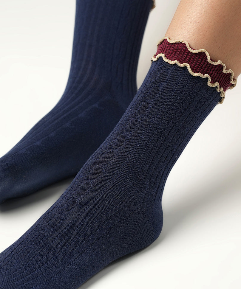 Lisa Navy Blue | Above Ankle Women's Elegant Socks - Theater – Theater.xyz