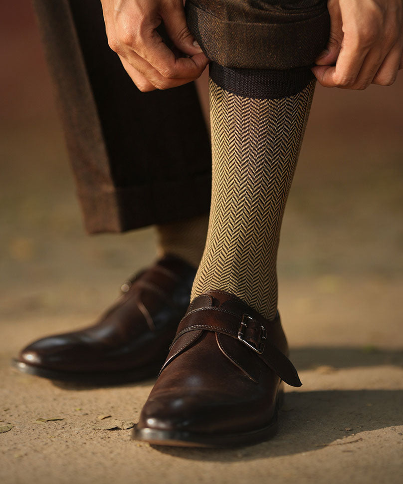 Brown Herringbone - Classy Socks for Men – Theater.xyz