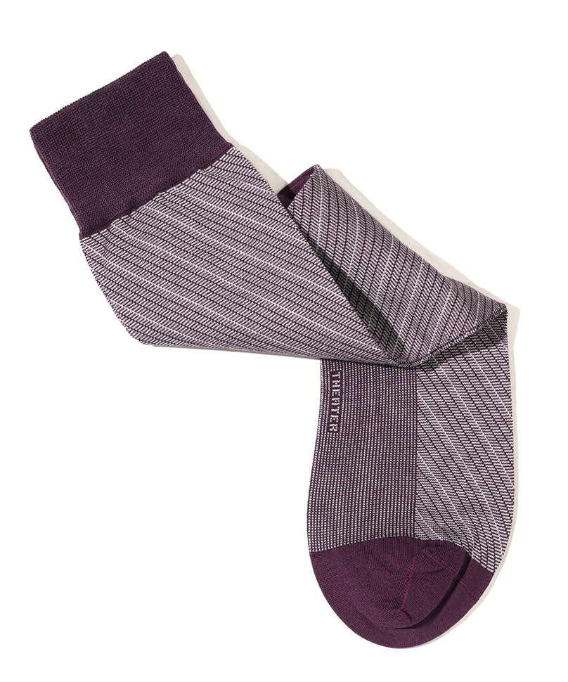 Purple Barber Stripe Socks - Men's Formal Socks with Bold Striped ...