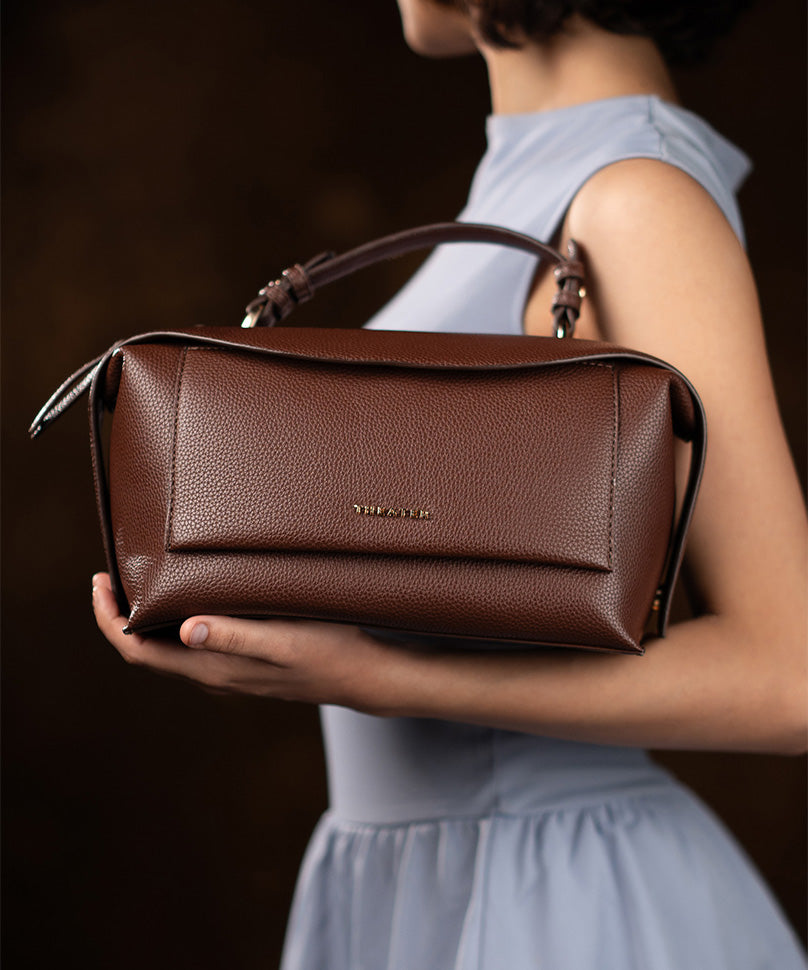 Theater Explorer - Brown Textured Shoulder Bag with Detachable Strap ...