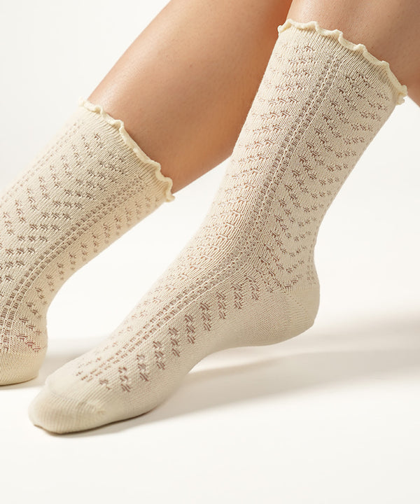 Pep Patrol-Cream - Cream Knit Knee High Socks for Cozy Styling ...