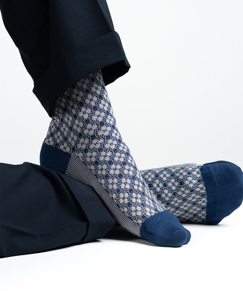 Navy Blue Plaids - Men's Formal Socks with Classic Check Design ...